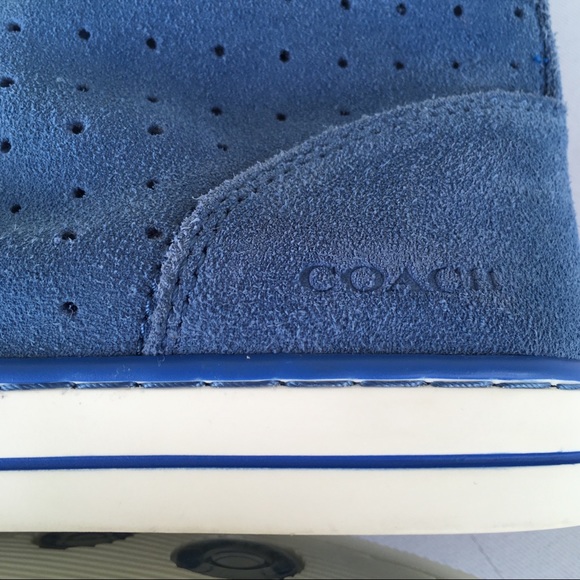 Coach | Shoes | Coach Blue Suede Sneakers Size 85m | Poshmark